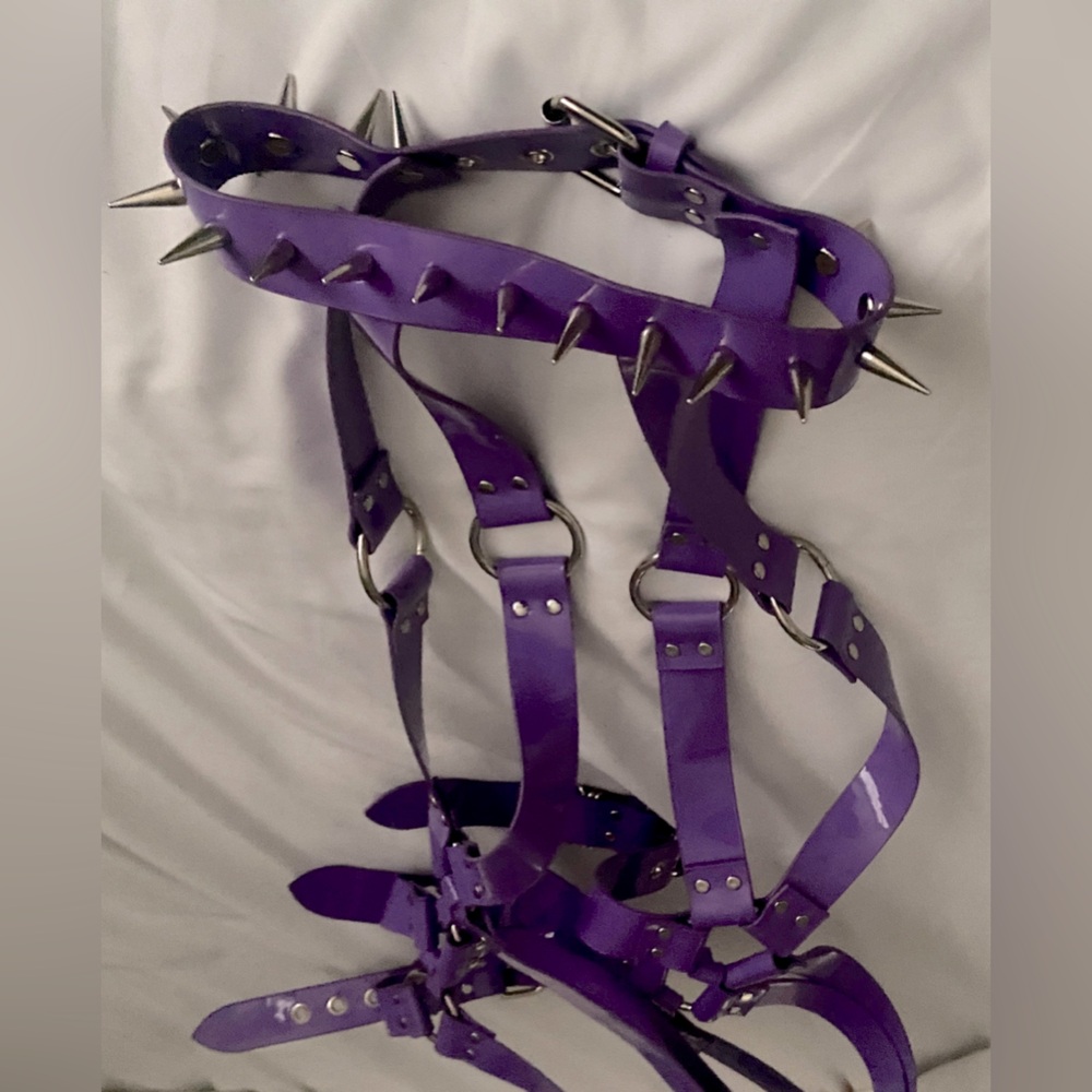 Dolls Kill Purple Patent Leather Harness With Spiked … - Gem